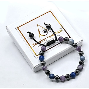 Stop Drinking Alcohol Manifestation Bracelet - Lepidolite Blue Aventurine Hematite Bracelet Set for Men Women Healing Calming Anxiety Stress Relief Gifts Pulseras Para Hombres Mujer (Adjustable)
