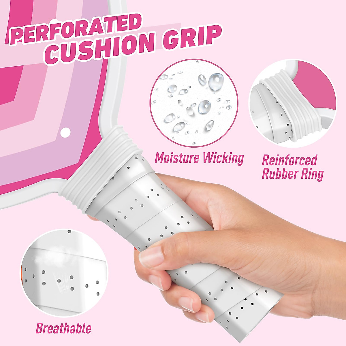 Sprypals Pickleball Paddles, Pink Pickleball Set of 4 with 4 Premium Wood Pickleball Paddles, 4 Balls and 1 Carry Bag Ergonomic Cushion Grip for Beginners & Intermediate Players Indoor & Outdoor