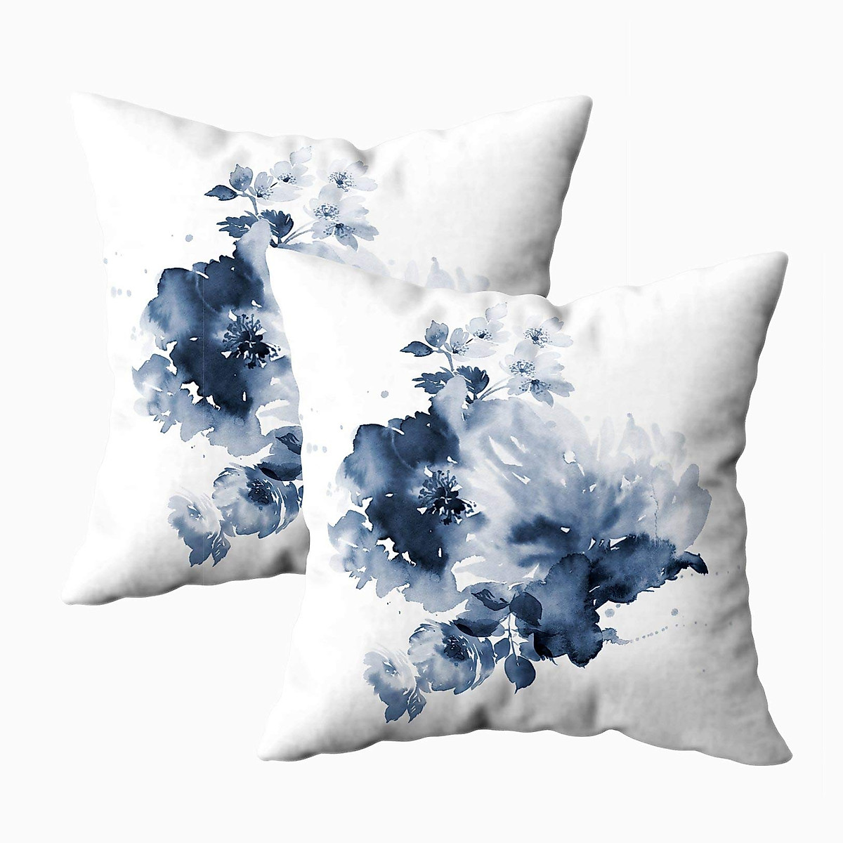 HerysTa Fun Pillow Cases, 18X18 Pillow Case Pack of 2 Invisible Zipper Cushion Cases Halloween Bouquet Spring Delicate Watercolor Wedding Greeting Card Zippable Pillow Case