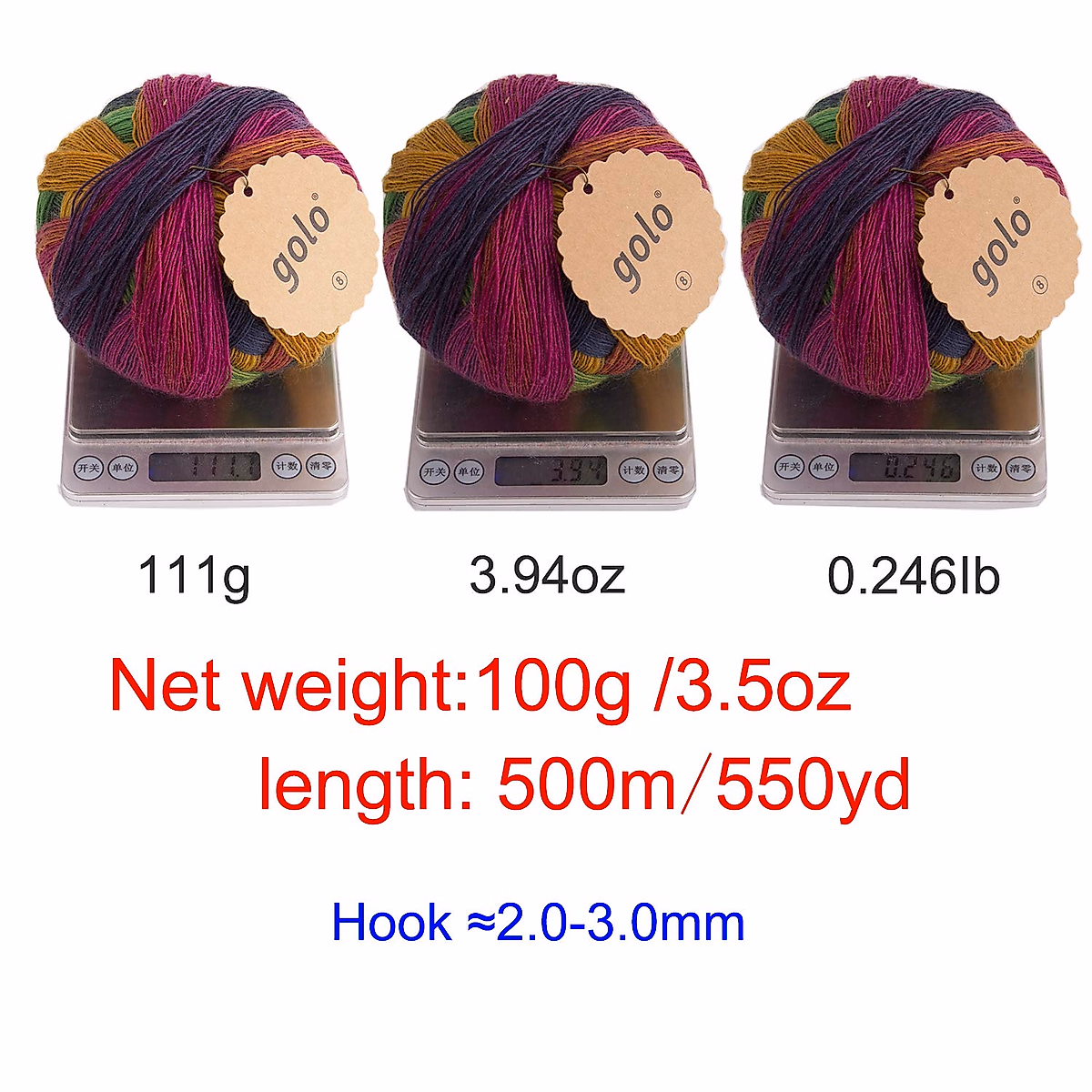 golo MQ Colorful Ball Wool Yarn for Hand Weaving