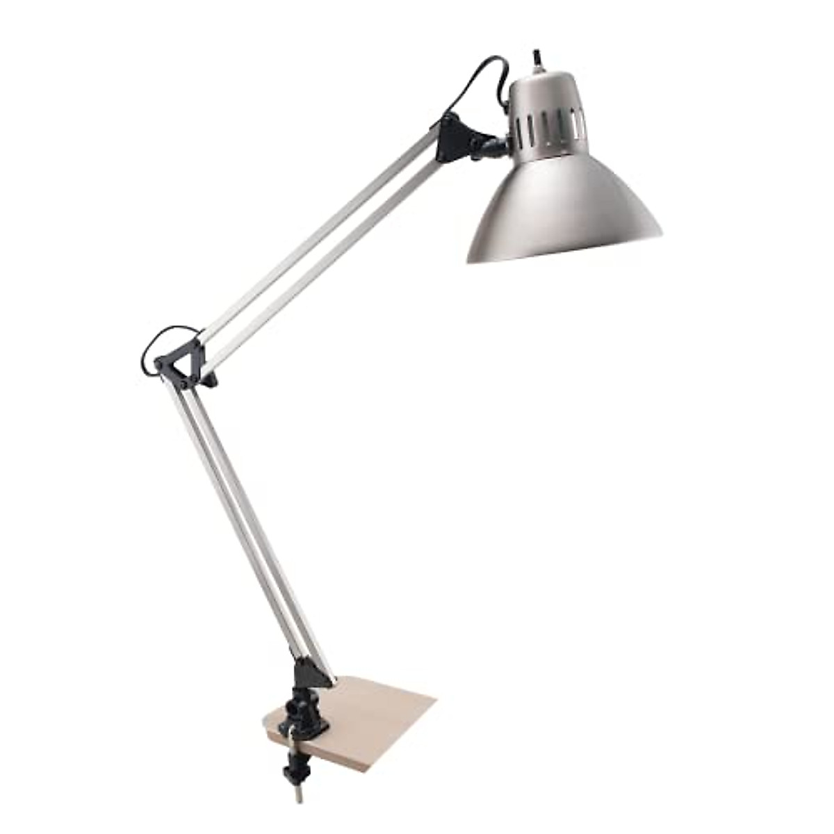 V LIGHT Architectural Swing Arm Desk Lamp, Clamp lamp with LED bulb, Work Light for Any Space, Brushed Nickel Finish 7.5 x 5.5 x 33
