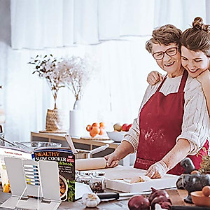 Blizzow Desk Book Stand Holders for Reading Hands Free, Durable Metal Adjustable Book Stand, Sturdy Lightweight Foldable Portable Bookstand -Cookbook, Recipe, Tablet, Music Book, Documents (White)