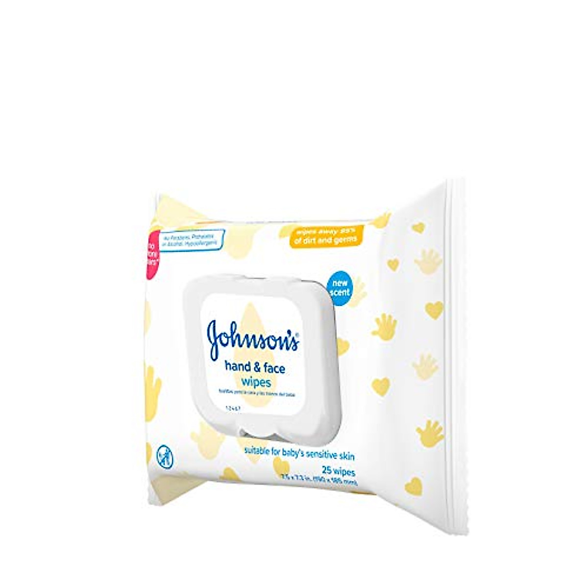 Johnson's Hand & Face Baby Sanitizing Cleansing Wipes for Travel and On-the-Go, No More Tears Formula, Paraben and Alcohol Free, 25 ct