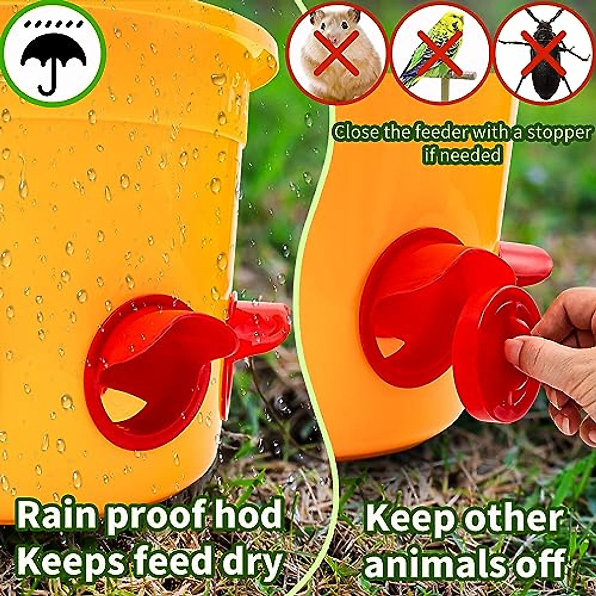 Chicken Feeder and Chicken Drinker Set and（Chicken Leg Bands 20 Pack）,Automatic Poultry Feeder Kit for Chickens,Birds,Turkeys Etc,Leak-Proof and Sun-Proof Chicken Feeder Chicken Water Cups (6pc, red)