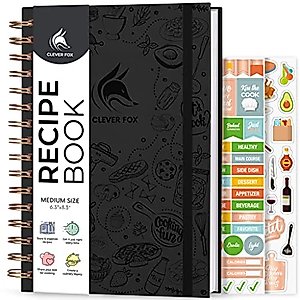 Clever Fox Recipe Book Spiral – Make Your Own Family Cookbook – Blank Recipe Notebook Organizer – Empty Cooking Journal to Write In Recipes – Medium Size, 6.3”x8.3”, Hardcover (Black)