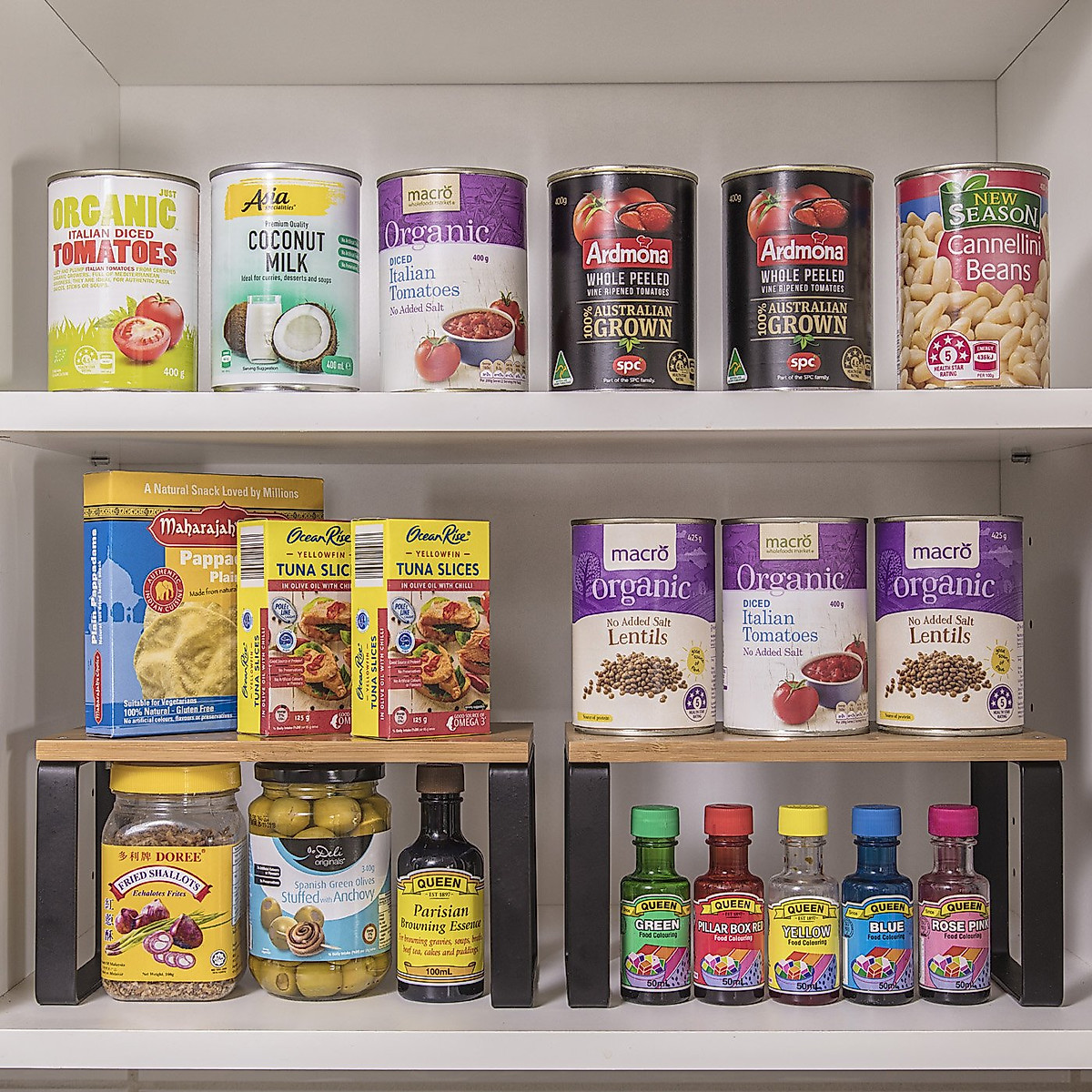 SBS Stackable, Kitchen Counter. Pantry and Cabinet Organizer, Modular Shelves. 2 Shelves (9.5 inch)