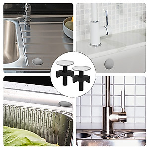 2 Pieces Sink Hole Cover Stainless Steel Kitchen Sink Hole Covers for Counter Space Countertop Faucet Hole Cover Black Sink Tap Hole Plate Stopper Plug Sink Caps for Top Holes