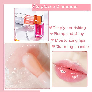 Aaiffey Hydrating Plumping Lip Glow Oil Moisturizing Lip Tint Transparent Oil Lip Care Non-sticky Glossy Lip Glow Fresh Texture Primer Lip Balm (Raspberry)