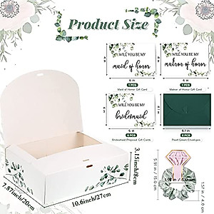 32 Pieces Bridesmaid Proposal Box Set Proposal Box Will You Be My Bridesmaid Cards with Envelopes Satin Scrunchie Bridesmaid Gift Box for Bridal Shower Wedding Bachelor Party (Greenery Style)