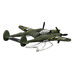 Matchbox Collectible Die-Cast Metal Sky Busters Inspired by Lockheed Martin P-38 Lightning Jet - HLJ25 ~ Green Combat Fighter Jet Airplane ~ Includes Playmat