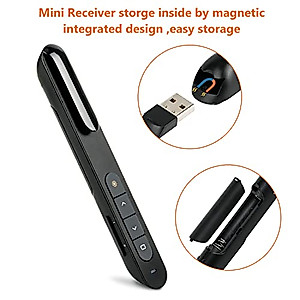 Presentation Clicker USB PowerPoint Clicker Presentation Remote Clicker,2.4G RF Presenter Pointer Slide Advancer with hyplink&Volume Control (Battery Included)