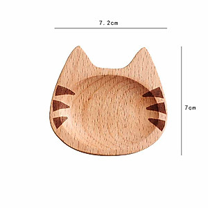 Wood Cat Coffee Spoon Rests - 2 Cute Cat Kitten Wooden Coffee Spoon Rest Teaspoon Holder Coffee Station Decor Coffee bar Coffee Stirrers Holder for Home Kitchen Accessories, Cat Lover Gifts