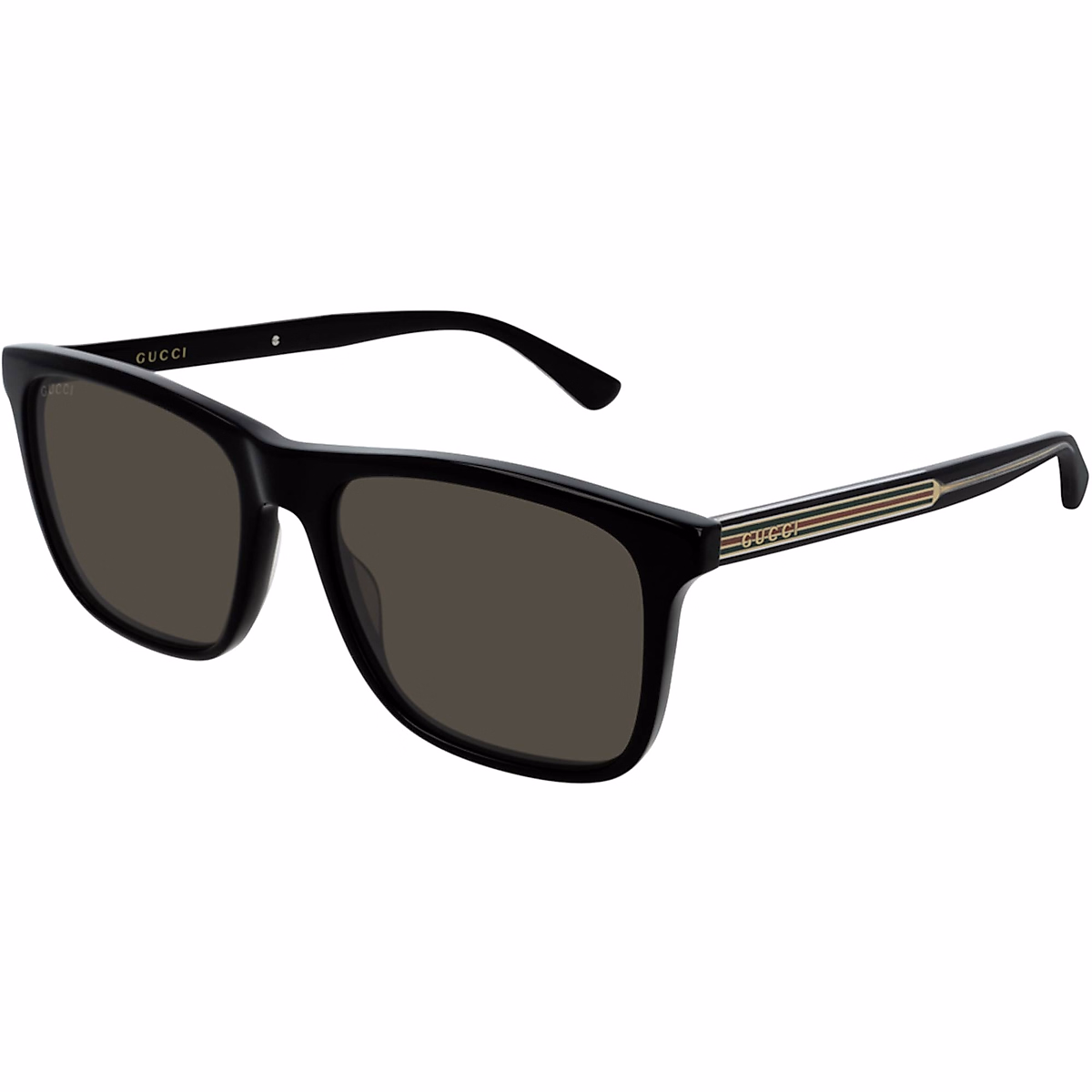 Gucci Rectangular Sunglasses GG0381S 007 Black Polarized 57mm 381