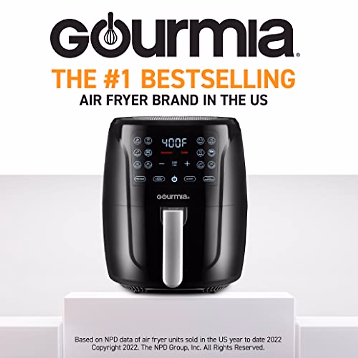 Gourmia Air Fryer Oven Digital Display 6 Quart Large AirFryer Cooker 12 1-Touch Cooking Presets, XL Air Fryer Basket 1500w Power Multifunction Black and Stainless Steel Accents FRY FORCE GAF686
