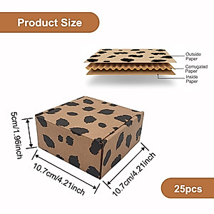 25 Pack Leopard Small Shipping Boxes, 4 x 4 x 2 inches Recyclable Corrugated Cardboard Boxes,Leopard Print Cute Mailing Box for Packaging Small Business Moving Jewelry Gift, Storing, Packing Mailer