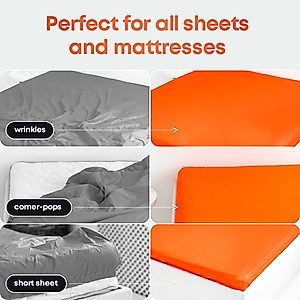 5 STARS UNITED Bed Sheet Straps Set, Elastic Fasteners with Metal Clips, Sheet Holders for Corners, Fitted Sheet Clips to Hold Sheets in Place, Bed Sheet Clips with Adjustable Bed Bands (8 Pcs White)