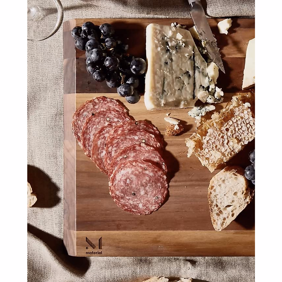 Material, The Angled Board Kitchen Cutting & Serving Board, Reversible Juice-Groove and Smooth Side, FSC-Certified Walnut, 17L x 12W