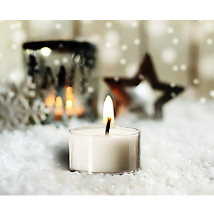 Ner Mitzvah Tea Light Candles - 50 Bulk Pack - White Unscented Tealight Candles in Clear Cup - Long Burning - 4.5 Hour