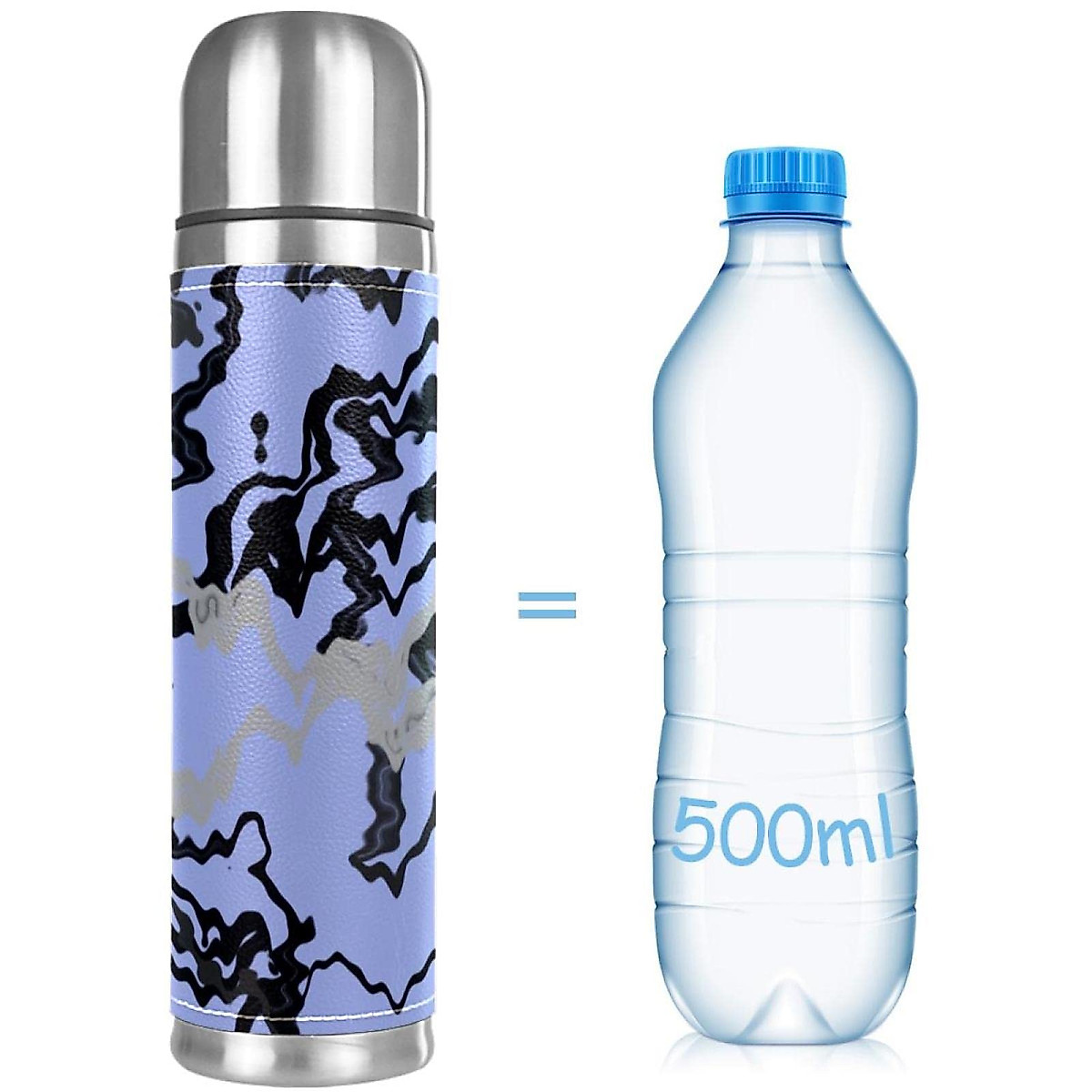 Stainless Steel Leather Vacuum Insulated Mug Abstract Texture Thermos Water Bottle for Hot and Cold Drinks Kids Adults 16 Oz