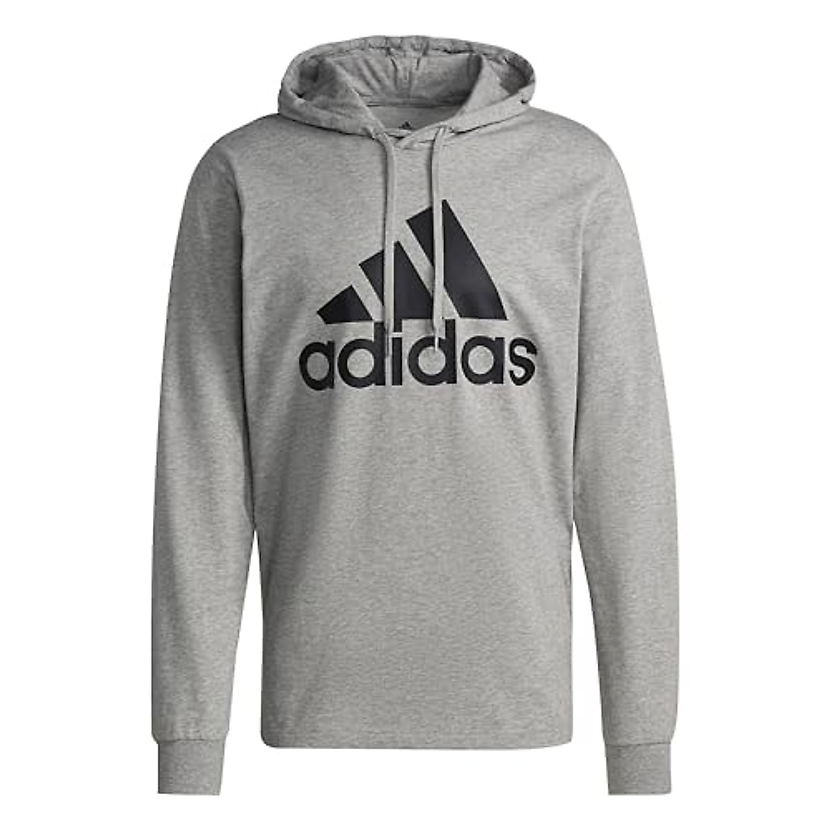 adidas Men's Essentials Logo Hoodie, Medium Grey Heather/Black, Large