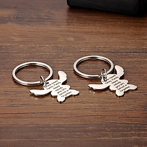 Ralukiia Stitch Keychain, Ohana Means Family Key Chain, Cartoon Stitch Key Ring - Family Means Nobody Gets Left Behind or Forgotten Engraved Keyring Stitch Gift for Boys Girls Fans(2 Pack)