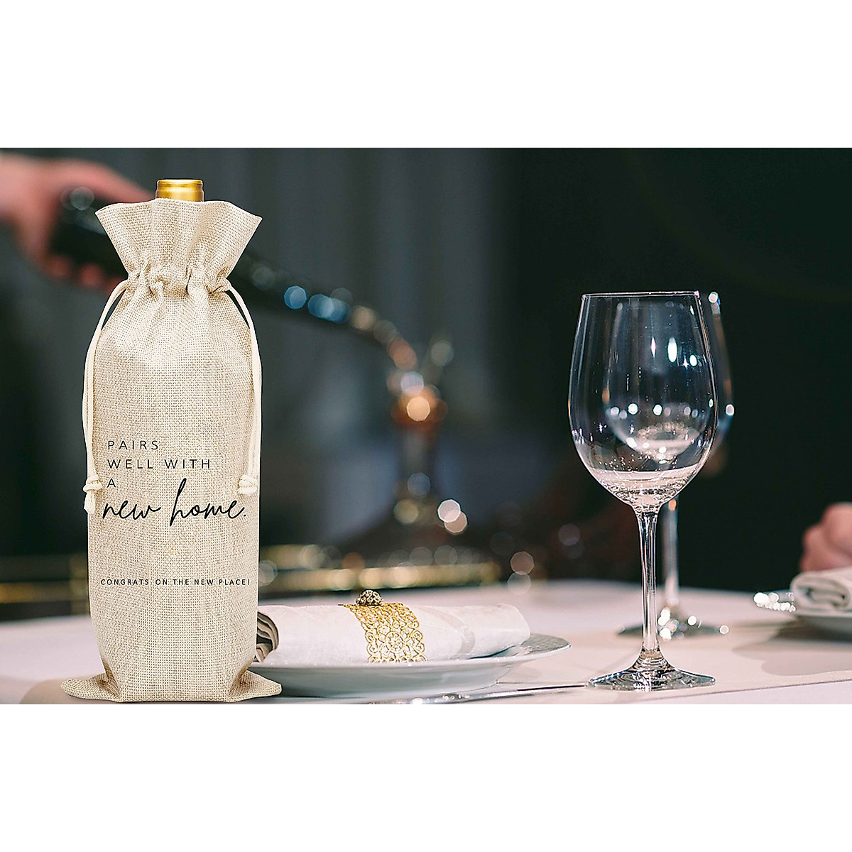 Housewarming Wine Gift Bags, New Home Wine Bag For Friends, Client Gift From Realtors, 1 Pc Wine Bag (A47)