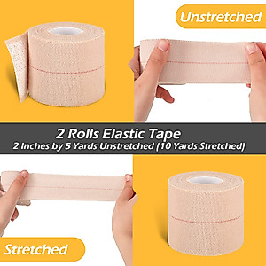 2 Rolls Adhesive Elastic Tape Bandage Tape Wrap Flexible Stretch Bandages for Sports Ankle, Knee and Wrist Sprains (Beige,2 Inch Wide)