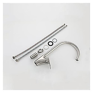 JEMITA Brushed Gold Kitchen Sink Faucet Single Handle Hot and Cold Water Mixer Tap 360 Degree Rotation Kitchen Sink Wash Basin Faucets (Color : 02)