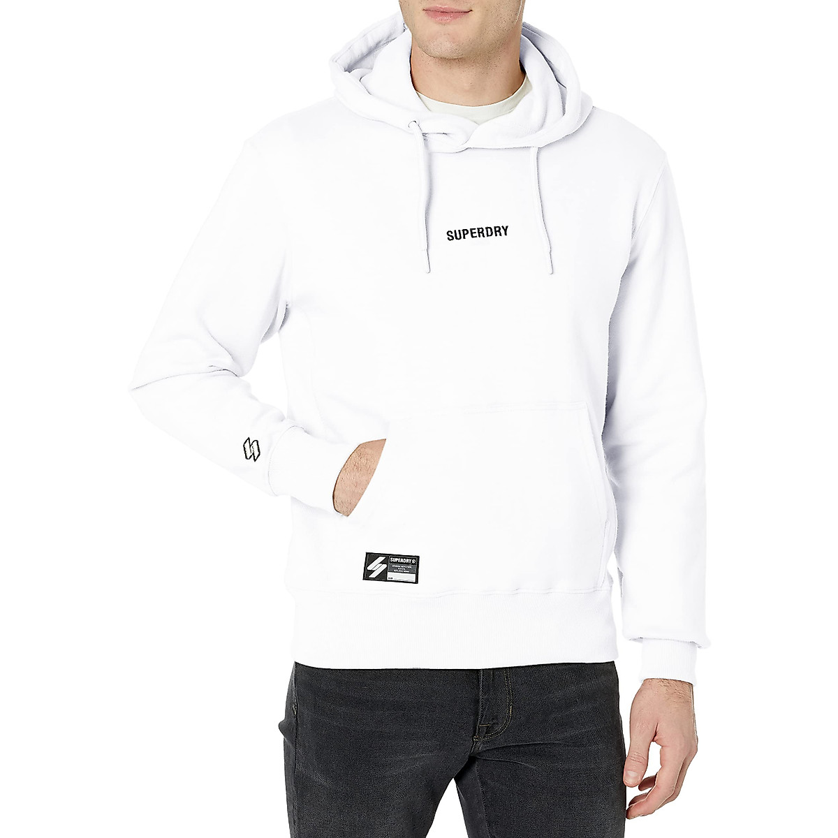 Superdry Men's Code Micro Logo Hood, Optic, XLarge