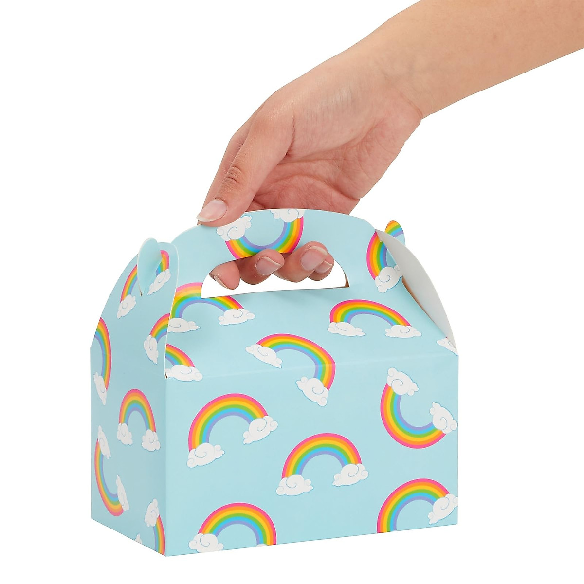 BLUE PANDA 24 Pack Rainbow Gable Boxes, Goodie Gift Box for Kids Birthday Themed Party Favors, Gifts, Treats (6.2 x 3.5 x 3.6 In)