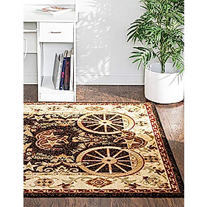 Rugs.com Pioneer Collection Rug – 4' x 6' Black Medium-Pile Rug Perfect for Living Rooms, Large Dining Rooms, Open Floorplans