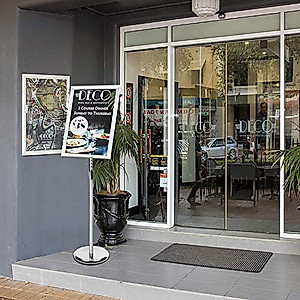 DISPLAYSWORKER Adjustable Poster Sign Stand,Floor-Standing Sign Holder with Heavy Duty Pedestal,Aluminum Snap-Open Frame for 8.5 x 11 Inch, Silver (8.5 x 11)