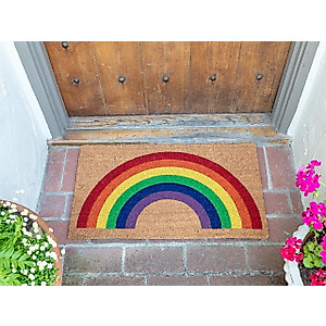 KAF Home New Coir Doormat, Heavy-Duty, Weather Resistant, Non-Slip PVC Backing, Indoor and Outdoor Use, Rainbow