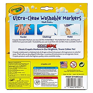 Crayola Ultra Clean Washable Markers (10 Count), Broad Line Markers For Kids, Great For Crafting & School Supplies, Nontoxic