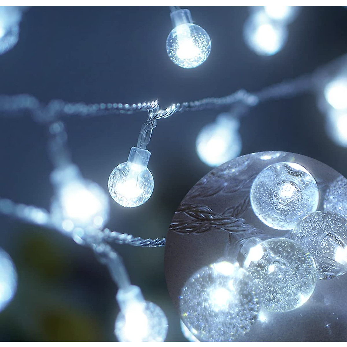 Globe String Lights Fairy Lights 33ft 80 LED String Lights for Bedroom 8 Modes USB with Remote Waterproof Indoor Outdoor Table Decor Hanging Lights Home Patio Garden Wedding Party Decor,Cool White