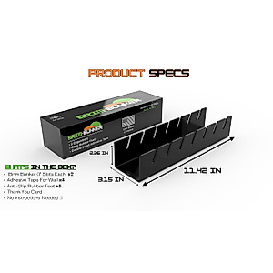 Brim Bunker | Premium Hat Display For Baseball Caps | Pack of 2 | Strong Acrylic Cap Rack For Closet, Bedroom, Dresser | Holds Up To 14 Caps | Mounts On Wall | Hat Organizer For Wall (Black, 14 Slots)