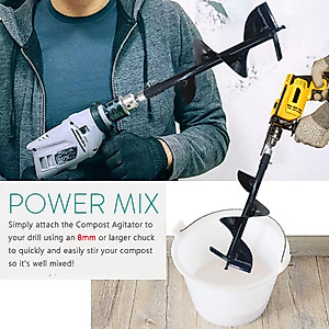 Compost Stirring Tool Compost Turning Bar 26.7in,Compost Turner and Mixing Tool for Outdoor Compost Tumbler Bins, Mixer Attachment with Adapter, Compost Aerator Tool