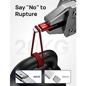 JSAUX 【Apple MFi Certified】 Lightning Cable 6ft, iPhone Charger Cable Nylon Braided Heavy Duty, Upgraded C89 USB Lightning Cord for iPhone 11 Xs Max X XR 8 7 6s 6 Plus SE 5 5s, iPad, iPod-Red