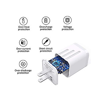 CNANKCU iPhone Charger Double USB MFi Certified Cable (6/6FT) with 2 Port Wall Charger Adapters (4-Pack) Fast Charging Block Power Plug Compatible with iPhone 11/Pro/Xs Max/X/8 and More-White