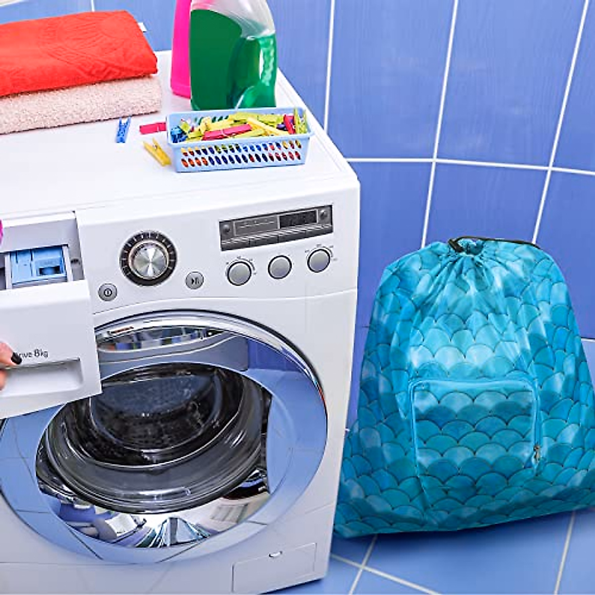 Travel Laundry Bag 2 Packs Heavy Duty Dirty Clothes Shoulder Bag with Drawstring Large Travel Organizer Bags for Luggage, 21 x 22 Inch