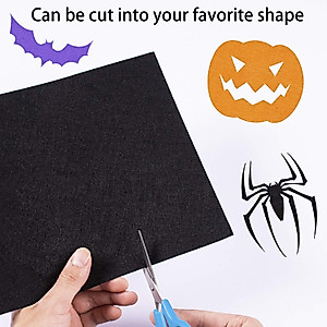 18 Pieces Halloween Adhesive Craft Felt Fabric Sheets Fabric Sticky Back Sheet for Halloween Decoration Christmas DIY Art Projects, A4 Size (Black Orange and Purple)