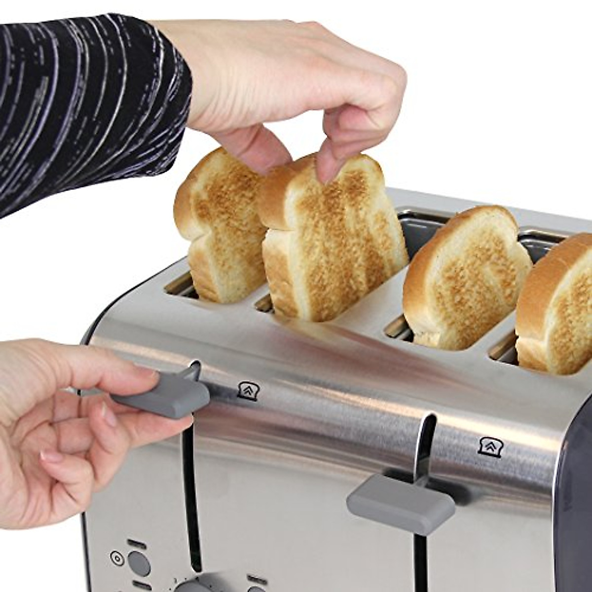 West Bend 4 Slice Toaster with Extra Wide Slots, Bagel Settings, Ultimate Toast Lift and Removable Crumb Tray, Silver