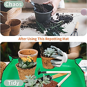 Herda 26.8" x 26.8" Repotting Mat for Potting Soil Indoor Plant and Dirt Control,Portable Potting Soil Foldable Succulent Potting Mat Soil Change Mat Table Top Indoor Plant Soil Potting Table Mat