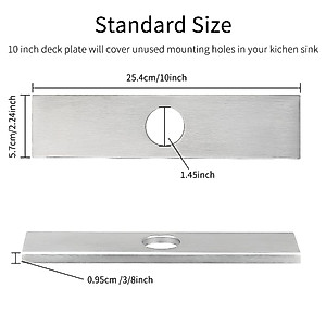 TNROTED Silver Square Faucet Deck Plate, 10 Inch Stainless Steel Kitchen Sink Cover Plate for 1 or 3 Hole Bathroom or Vanity Sink, Covering Unused Mounting Holes