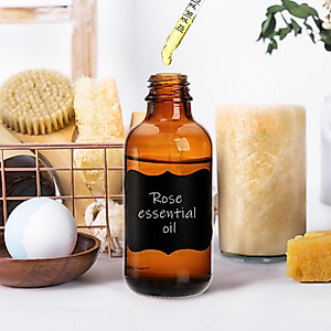 Jucoan 16 Pack Glass Dropper Bottles, 4 oz/120ml Amber Glass Tincture Bottles with Graduated Glass Eye Droppers for Essential Oils, Perfume, 2 Stainless Steel Funnels,16 Chalkboard Lables