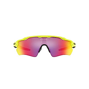 Oakley Men's OO9208 Radar Ev Path Rectangular Sunglasses, Neon Yellow/Prizm Road, 38 mm