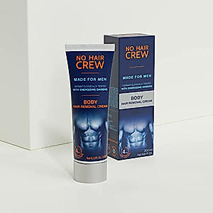 No Hair Crew Body At Home Hair Removal Cream for Manscaping Unwanted Hair with Energizing Ginseng, Premium Depilatory, Painless & Flawless, Made for Men, 200ml