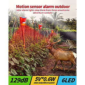 ChunHee Solar Sound & Light Alarm Outdoor Motion Sensor 129db Siren Sound Alert & 6LEDs Flash Warning Security Alarm System for Villa, Farm, Chicken Coop,Yard, Garden