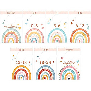Jetec 7 Pieces Baby Closet Size Dividers Nursery Closet Dividers Watercolor Rainbow Closet Dividers Nursery Wardrobe Baby Clothes Hangers from Newborn to Toddlers Boy Girl for Baby Shower