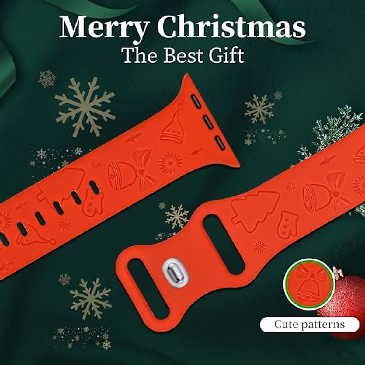 Christmas Gifts Compatible with Christmas Apple Watch Band for Women 42mm(Series 10) 41mm 40mm 38mm, Adjustable Soft Silicone Santa Claus Snowflake Band for iWatch Bands Series 10/9/8/7/6/5/4/3/2/1/SE